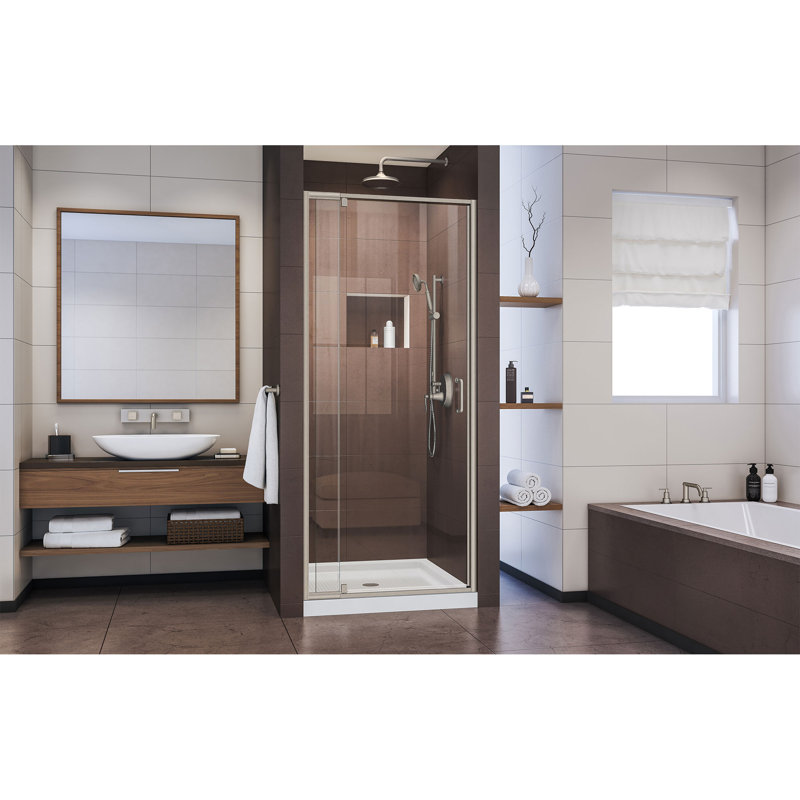 Dreamline Flex 32" x 74.75" Square Pivot Hinged Frame Shower Door with Base | Wayfair